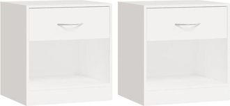 vidaXL Table de chevet 2 pcs avec tiroir Blanc Vidaxl