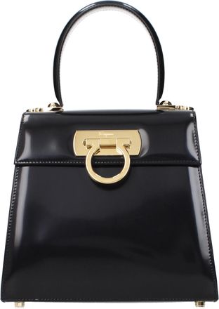Ferragamo Sacs &agrave; main pour femmes en cuir noir