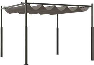 OUTSUNNY Pergola de jardin exterieur - Outsunny - 3 x 3 m - toit r&eacute;tractable et fixation magn&eacute;tique - abri soleil UPF30+ - gris