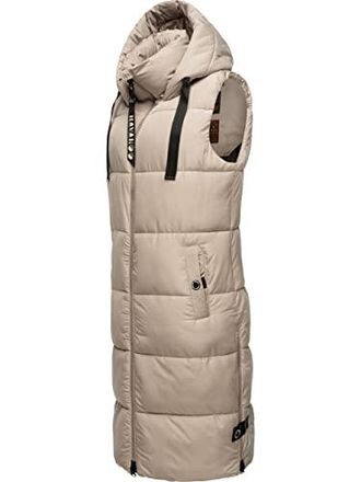Navahoo Gilet dextérieur long sans manches pour femme - Veste dhiver chaude - XS à 3XL, taupe, S