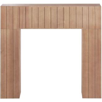 Beliani Kaminumrandung Hellbraun MDF-Platte mit Sockel Schmal Retro Stil Klassisch Kaminkonsole Kaminattrappe Wohnzimmer Schlafzimmer Flur Esszimmer