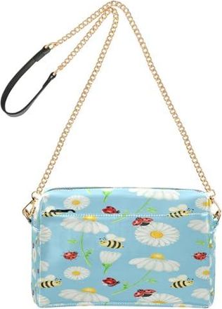 HMZXZ Sac à bandoulière aquarelle marguerite fleur abeille pour femme sac à main en cuir petit sac à main bandoulière insecte