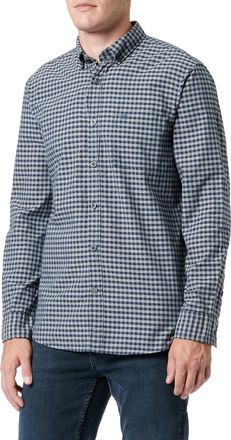 Camel Active Herren Vichy Karohemd aus Reiner Baumwolle Dunkelblau, Menswear-S