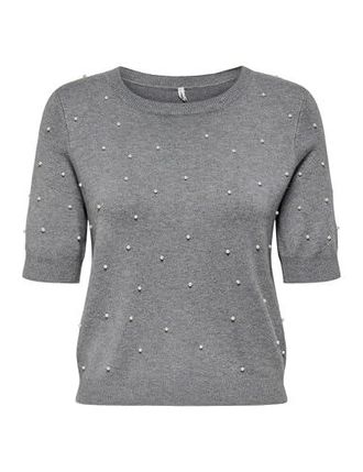 Only O-Neck Onlvenice Life SS Pearl Col Rond KNT, Gris Clair chin&eacute;, L Femmes