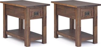 Simpli Home SIMPLIHOME Monroe Beistelltische aus massivem Akazienholz, 35,6 cm breit, rustikal, schmal, f&uuml;r Wohnzimmer und Schlafzimmer, 2 St&uuml;ck