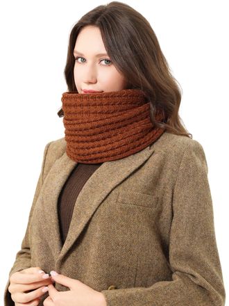 DonDon Schal Damen Winter Winterschal Strickschal Loop Schal Schlauchschal - Hellbraun