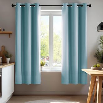 Deconovo Verdunkelungsgardinen mit K&auml;lteschutz Vorhang Blickdicht K&auml;lteschutzvorhang Blickdicht, 160x132cm(H&ouml;hexBreite), Himmelblau, 2er Set