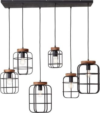 Brilliant Suspension Brilliant Gwen Noir/bois 6xE27 40W