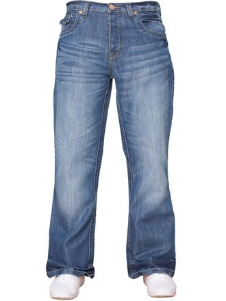 APT Herren einfach blau Bootcut weites Bein ausgestellt Works Freizeit Jeans Gro&szlig;e Gr&ouml;&szlig;en in 3 Farben erh&auml;ltlich - Helle Waschung, 34W x 30L