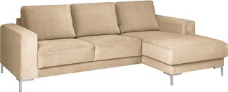 Fredriks home24 Ecksofa Beige Samt Vaia 236 x 82 x 147cm Longchair davorstehend rechts ohne Schlaffunktion Modern