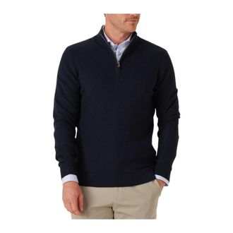 Profuomo Navy Half Zip Twinkle Slub Pullover - - Sweatshirts & Hoodies - Herren - Blau - M