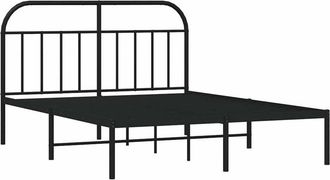 vidaXL Cadre de lit m&eacute;tal sans matelas avec t&ecirc;te de lit noir 135x190cm Vidaxl