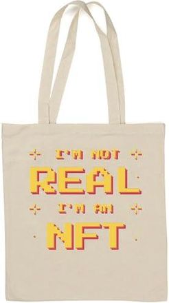 Generic Sac fourre-tout rétro en coton naturel I Am Not Real I Am NFT Blanc