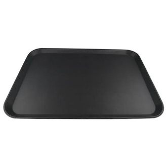 Grunwerg Plateau Alimentaire antid&eacute;rapant en Caoutchouc Super Plastique, rectangulaire, 65 x 45 cm, Noir