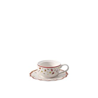 Villeroy & Boch Villeroy und Boch Toys Delight Decoration Teelichthalter Kaffeetasse, Teelichthalter in Kaffeetassenform, Premium Porzellan, weiß, rot, 9,8 x 9,8 x 4 