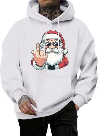 Generic Sweat &agrave; capuche graphique pour homme, imprim&eacute; P&egrave;re No&euml;l - Sweat &agrave; capuche &agrave; manches longues pour lautomne, blanc, XXL