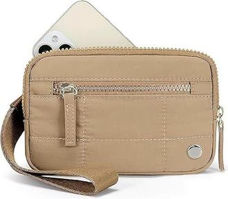 Generic Convely Essential Portefeuille matelass&eacute; en nylon matelass&eacute; avec 3 fermetures &eacute;clair pour femme, marron, One Size