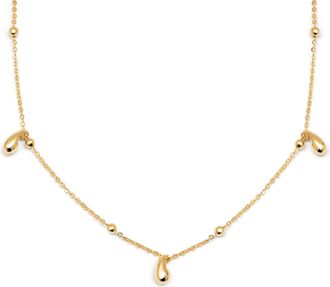 Singularu Halskette Tropfen und Dots. Messing mit 18K vergoldung. Schmuck f&uuml;r Damen