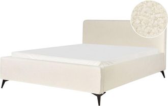 Beliani Beliani - Lit Double Moderne 180 x 200 cm Cadre de Lit Pieds Noirs en Bouclé Blanc Crème Valognes