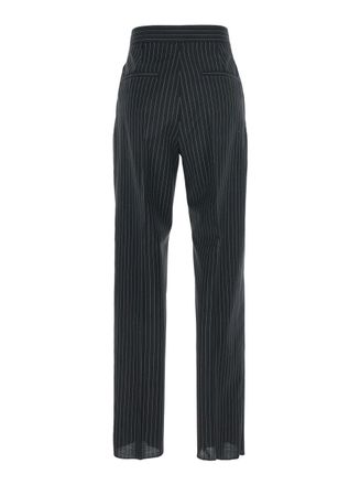 Max Mara Womens Black Pants With Concealed Closure And Stripes Virgin Wool Trousers