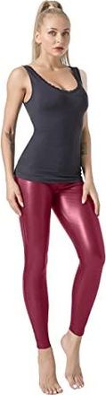 JOPHY & CO. Legging skinny pour femme bi-élastique en cuir push-up, couleurs brillantes (cod. 9810), rouge, XXL