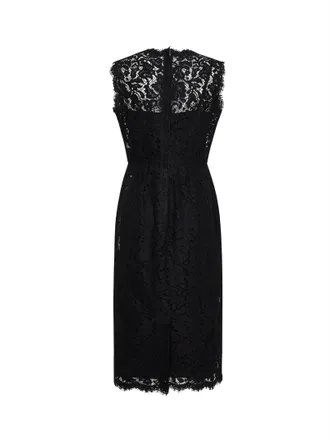 Dolce & Gabbana Womens Black Lace Calf-Length Sheath Dress Cotton