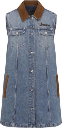 Versace Femme, Robes, Bleu, Taille: 36 FR Denim A-Line Dress