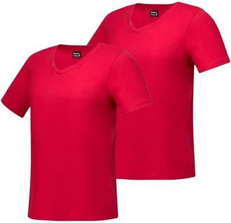 Hanes Perfect-t V-Neck T-Shirt, Cotton Short Sleeve Tee for Women, 1 Or 2 Pack, Rouge Profond, L (Lot de 2) Femme