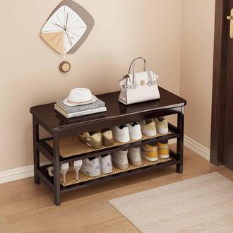 Generic Schuhregalbank, 2-stöckige Aufbewahrungsbank, Schuhaufbewahrungs-Organizer Aus Holz for Eingangsbereich, Wohnzimmer, Schlafzimmer, Flur, Schmutzschleu