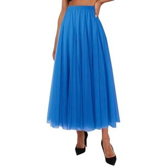 Generic Jupe en maille - Jupe de f&eacute;e - Jupe mi-longue - Jupe de danse - Plage, bleu ciel, XL