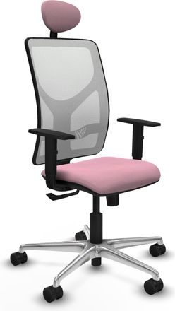 Piqueras y Crespo Computerstuhl mit 1D-Armlehnen, h&ouml;henverstellbarer Lendenwirbelst&uuml;tze und festem Kopfteil, ausgestattet mit 3 Positionen und Schneidschaum, Wei&szlig;/Rosa