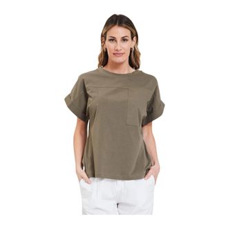 Alpha Studio T-Shirt mit Tasche und kurzen &Auml;rmeln - - Tops - Damen - Gr&uuml;n - M