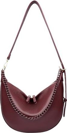 Generic Sac &agrave; bandouli&egrave;re en cuir synth&eacute;tique de couleur unie avec fermeture &eacute;clair et bandouli&egrave;re r&eacute;glable pour l&eacute;cole, le travail, les voyages, Rouge, 400.0