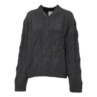 Allude Pull col V en maille torsad&eacute;e - Femme - Pulls - Gris - Taille: 40 FR