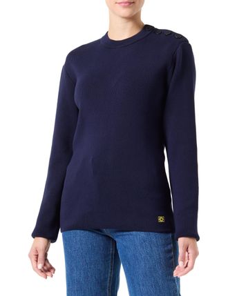 Armor Lux Damen Langärmeliger Seemann Ellbogenschützern Pullover, Marine Deep/Samoan Sun, XL
