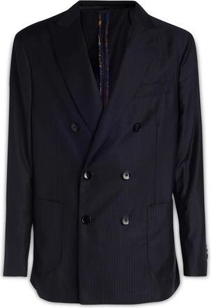 Etro Homme, Vestes, Bleu, Taille: M Blazer crois&eacute; &agrave; rayures