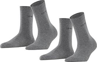 Esprit Uni 2-Pack W So Coton Unies Lot de 2 Paires Chaussettes, Gris (Light Grey Melange 3390), 35-38 Femme