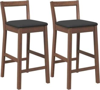 vidaXL Barhocker mit Kissen 2 Stk. Braun Massivholz Gummibaum Vidaxl