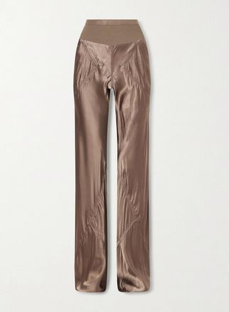 Rick Owens Bias Satin Flared Pants - Gray