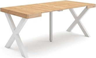 Skraut Home | Ausziehbarertisch | Multifunktionaler ausziehbarer | 180 | Für 8 Gäste | Massivholz Beine | Moderner Stil | Eiche