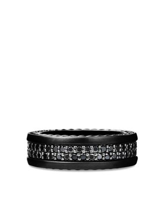 David Yurman bague Streamline Two Row pavée de diamants (6,5 mm) - Noir