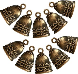 TOPBATHY 10 St&uuml;ck Retro Wind Chime Anh&auml;nger kleine Messingglockenanh&auml;nger Mini Messingglocken westlicher Weihnachtsschmuck Handbuch Messingglocke Weihnachtsglo