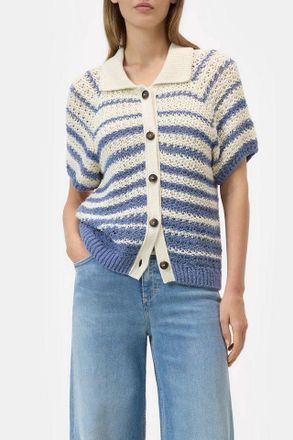 Closed Strickpullover Short sleeve polo cardigan