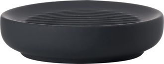 Zone Denmark Ume Seifenschale, Seifenhalter, Seifenablage fürs Waschbecken, Steinzeug mit Soft Touch-Beschichtung, Durchm. 12 cm, Schwarz