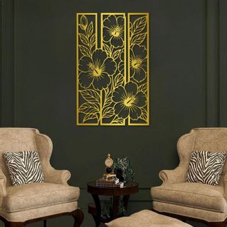 Generic Moderne minimalistische Wanddekoration aus Metall mit Hibiskusbl&uuml;tenmotiv, Blumen, Wanddekoration mit Blumenmotiv f&uuml;r Wohnzimmer, Schlafzimmer, Badezi