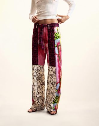Desigual Christian Lacroix - Pantalon fluide d&eacute;contract&eacute; - Noir-Rouge