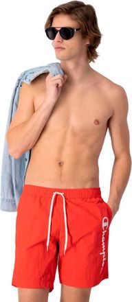 Champion Herren Legacy Beachshorts Ac Logo Badehose, Intensives Rot, X-Large