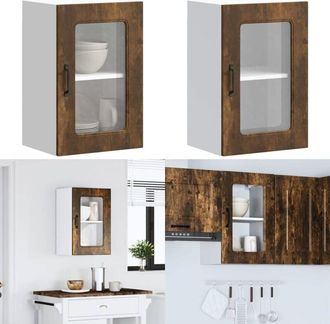 vidaXL Armoire murale de cuisine avec porte en verre Kalmar chêne fumé - Vidaxl