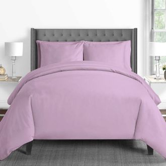 Pizuna 600 Fadenzahl aus Baumwolle Bettw&auml;sche Neues Lila, 100% Langstaple Baumwolle Bettbezug und Kissenbezug, 100% Baumwolle Mako Satin 3-Teilig Bettw&auml;sches