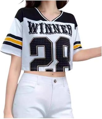 Generic Demi-chemises d&eacute;t&eacute; amples pour femmes 2025 &agrave; manches courtes T-shirts courts d&eacute;contract&eacute;s &agrave; la mode graphique pour sortir, f&ecirc;te sportive, joli haut co